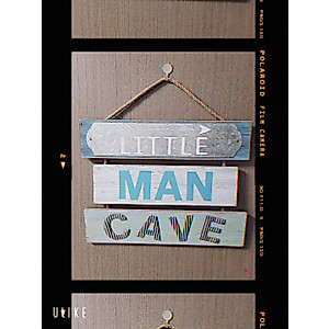 Blooming Party Nursery Wall Decor for Little Baby Boy or Toddler - Little Man Cave Wood Sign (Blue)