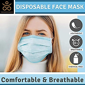 Samadhaan Disposable Mask - Safety Face Mask (Pack of 3000) Non Woven Thick 3-Layer Breathable Facial Masks with Adjustable Earloop, Mouth and Nose Protection Dust Masks