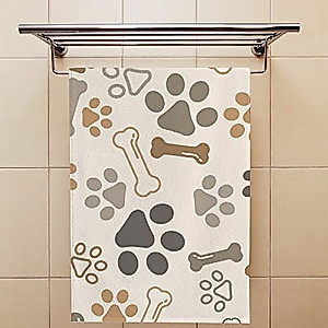 Hand Bath Towels 2 Pack Cartoon Footprint Absorbent Face Fingertip Towels for Bathroom Kitchen Gym Spa Soft Hair Drying Cloth Quick Dry, 30 x 15 Inch