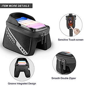 ROCKBROS Bike Phone Front Frame Bag Top Tube Bike Bag Bicycle Handlebar Bag Cell Phone Holder Mount Bag Cycling Accessories Storage Pouch for Phone 11 12 Pro XS Max XR Below 7.2”