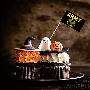 US Army Gold Crest Toothpick Flag Small Mini United States Military Cocktail Fruit Cupcakes Toppers Food Stick Flags Decorations,100 Pack