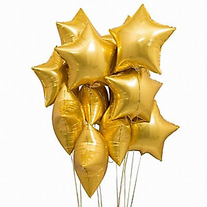 Moukiween Star Balloons,50 Pieces 10 inch Gold Star-Shape Foil Balloons Mylar Balloons for Party Decorations