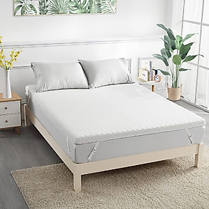 Mattress Topper Queen, Assile 3 Inch Green Tea Memory Foam Mattress Topper with Zippered Bamboo Cover, Cloud-Like Soft