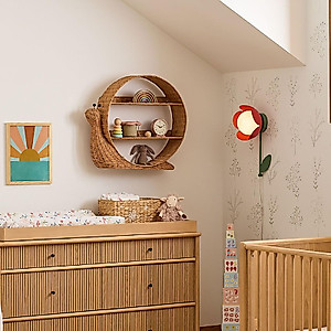 DJHK docor Rattan Wall Shelf Round Wall Shelf Rattan Shelf,Rattan Wall Mounted Shelf Wall Mounted Snail Decorative Storage and Organization Rack,Brown