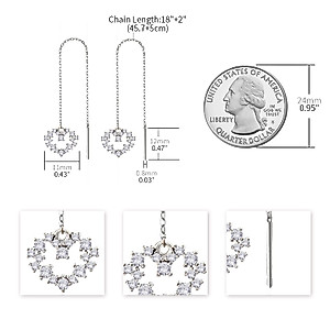 CCmfgjew Love Heart Long Chain Earrings for Women Threader Drop Earrings Lightweight Hypoallergenic Silver Earrings Jewelry Gifts