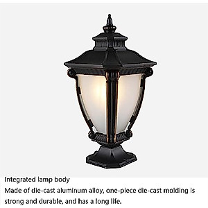 UYTTLHK Simple and Creative Post Light, Country Style Outdoor Post Lights, Industrial Style Lighting Fixture with Frosted Glass Shade, Cast Aluminum E26 Socket Post Lamp Deck Garden
