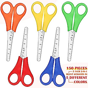 150 Pack Scissors Bulk Scissors 5 Inch Blunt Tip Kids Safety Bulk Pack of Scissors for School Craft Projects