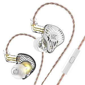 Kinboofi KZ EDS in Ear Earphones,10 mm Dual Magnetic Circuit Moving Coil Unit Configuration Earphone, High Resolution Noise-isolating Headphone Earbuds for Sports & Exercise (with Mic, Transparent)