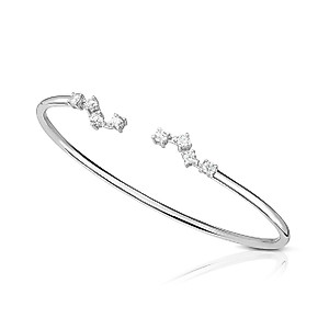 Noray Designs 14K White Gold Diamond (0.60 Ct, G-H Color, SI2-I1 Clarity) Zigzag Cuff Bangle