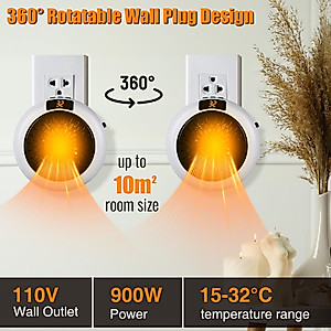 Meonum 2 Pack Small Space Heater, 500W Portable Electric Small Heater with Adjustable Thermostat and Timer, Overheat Protection and LED Display, Quiet Space Heater for Bedroom Office Desk Indoor Use