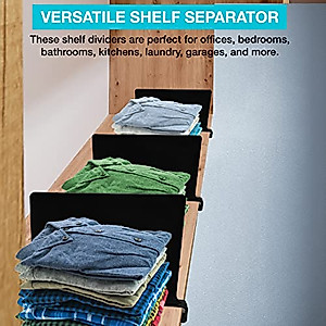 Acrylic Shelf Dividers for Closet Organization - Moveable, Easy to Install, Wood Bookcase, Library, Wardrobe, Closet Shelf Divider - Wood Closet Separators for Clothes, Pack of 8