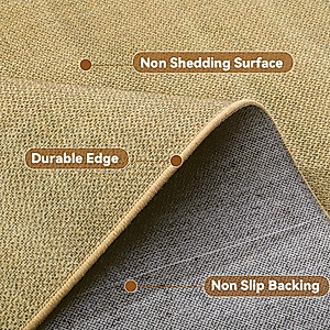 HOMBYS 10x14 ft Faux Jute Area Rug for Living Room Bedroom, Modern Large Farmhouse Floor Carpet for Indoor Office Dining Room, Boho Home Deco Non-Shedding, Light, Machine Washable