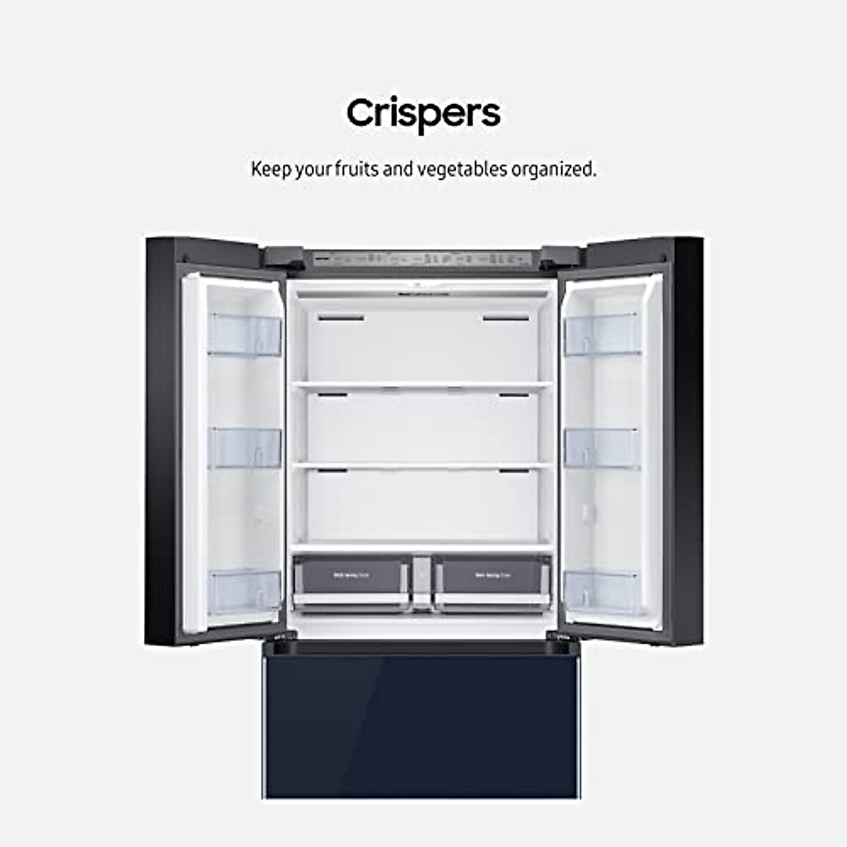 SAMSUNG 17.3 Cu Ft Smart Kimchi & Specialty 4-Door French Door Refrigerator w/ Freezer, Precise Cooling, Large Capacity, RQ48T94B277/AA, White Navy Glass