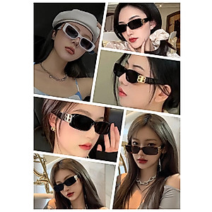 NLEYANB 5 Pieces Y2K Small Rectangle Square Sunglasses Bulk for Women UV400