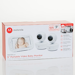 motorola MBP36XL-2 Portable Video Baby Monitor, 5-inch Color Screen, 2 Rechargeable Cameras with Remote Pan, Tilt, and Zoom, Two-Way Audio, and Room Temperature Display