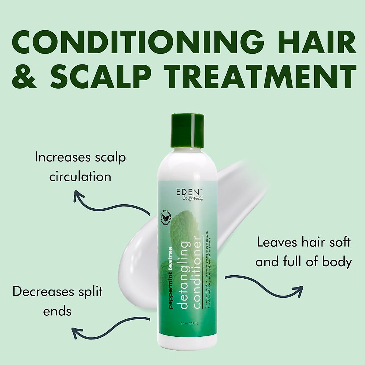 EDEN BodyWorks Peppermint Tea Tree Conditioner | 8 oz | Refresh & Soothe Scalp, Moisturize & Detangle Hair - Packaging May Vary