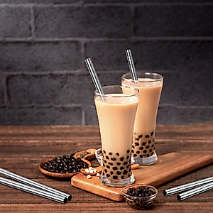 Kiemeu Metal Boba Straws Reusable, Bubble Tea Straws Reusable, Jumbo Smoothie Straws Reusable