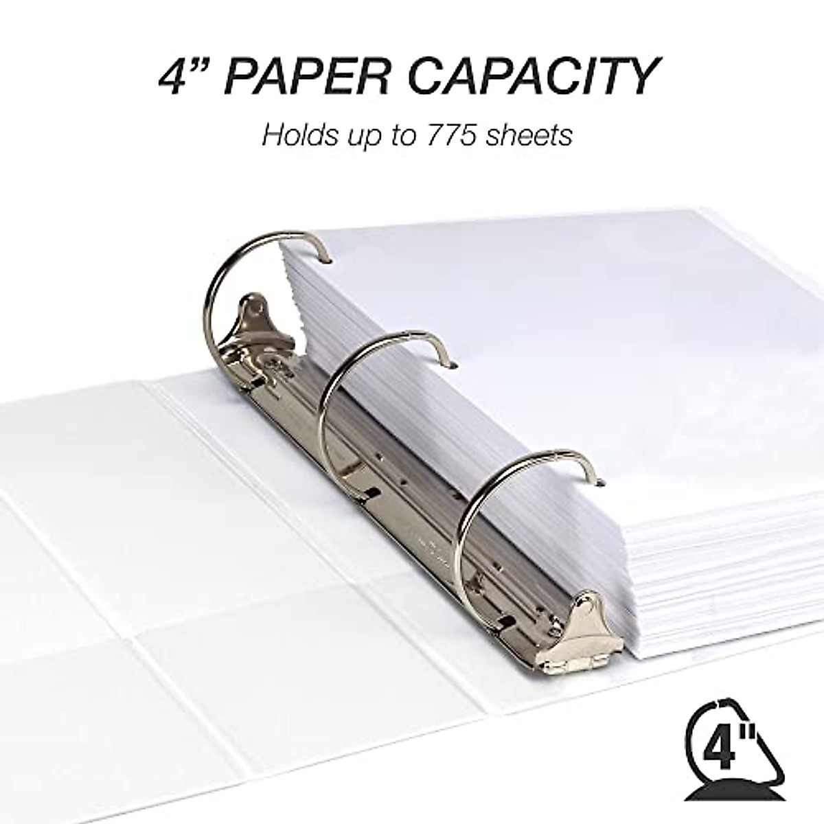 Samsill Durable 4 Inch Binder, Made in The USA, Locking D Ring Customizable Clear View Binder, White, 2 Pack, Each Holds 700 Pages