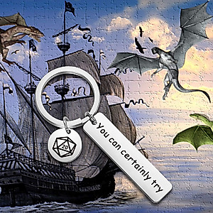 CYTING You Can Certainly Try Keychain Dungeons Gift Dungeon Master Gift RPG Gift Funny RPG Gamer Gift