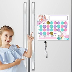 Mermaid Chore Chart for Kids Girls，Magnetic Reward Chart for Kids Behavior, Good Responsibility Chart, Chore Chart for One Child - 8 x 10 inch
