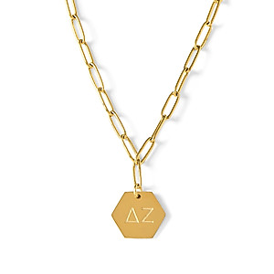 Sorority Shop Delta Zeta Paperclip Necklace — DZ 18K Gold Plated Sorority Gifts Necklace, Long-Lasting Delta Zeta Gifts for Women