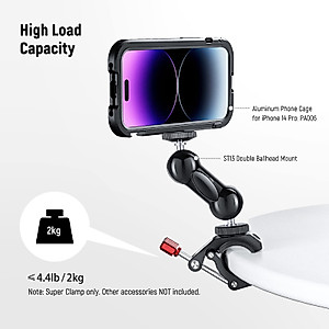 NEEWER Super Clamp with Cold Shoe and 1/4" 3/8" Threaded Holes, Max Load 4.4lb/2kg, Crab Shaped Camera Clamp Mount for Most Photography Accessories, Compatible with SmallRig Magic Arms, ST81