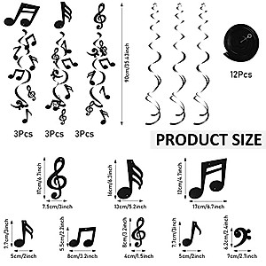 84 Pieces Music Notes Hanging Swirl Music Theme Party Decorations Music Foil Whirl Cutout Spiral Party Favors Wedding Baby Shower Birthday Party Supplies
