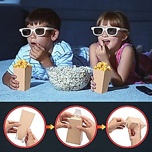 Potchen 150 Pcs Popcorn Boxes Paper Bags Bulk 4.57 Inch Tall, Cardboard Cups Container Buckets for Movie Theater Carnival Birthday Party Supplies Candy Snacks Chips Holders (Kraft Style), yellow