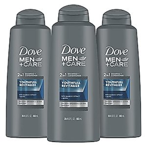 Dove Men+Care 2 in 1 Shampoo and Conditioner Youthfull Revitalize 3 Count For Fine, Thin Hair Men's Shampoo and Conditioner with Bamboo Extract + Biotin 20.4 oz