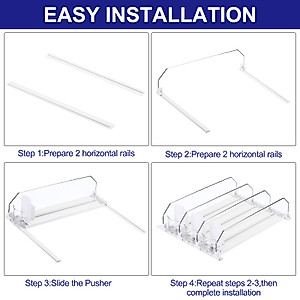 uxcell 6pcs Soda Can Organizer for Refrigerator, Self-Pushing Drink Organizer for Fridge, Width Adjustable Drink Dispenser Beverage Pusher For Pantry Vending Machine, White