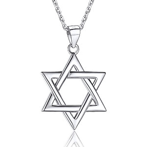 U7 Silver Star of David Necklace Religious Jewish Jewelry for Women 925 Sterling Silver Israel Necklace Pendant with Chain 18 Inch