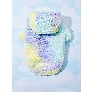 QWINEE Tie Dye Dog Coat,Dog Warm Soft Winter Hoodie,Puppy Sweatshirt Clothes for Cat Small Medium Dog Girl Boy Multi-Colored Medium