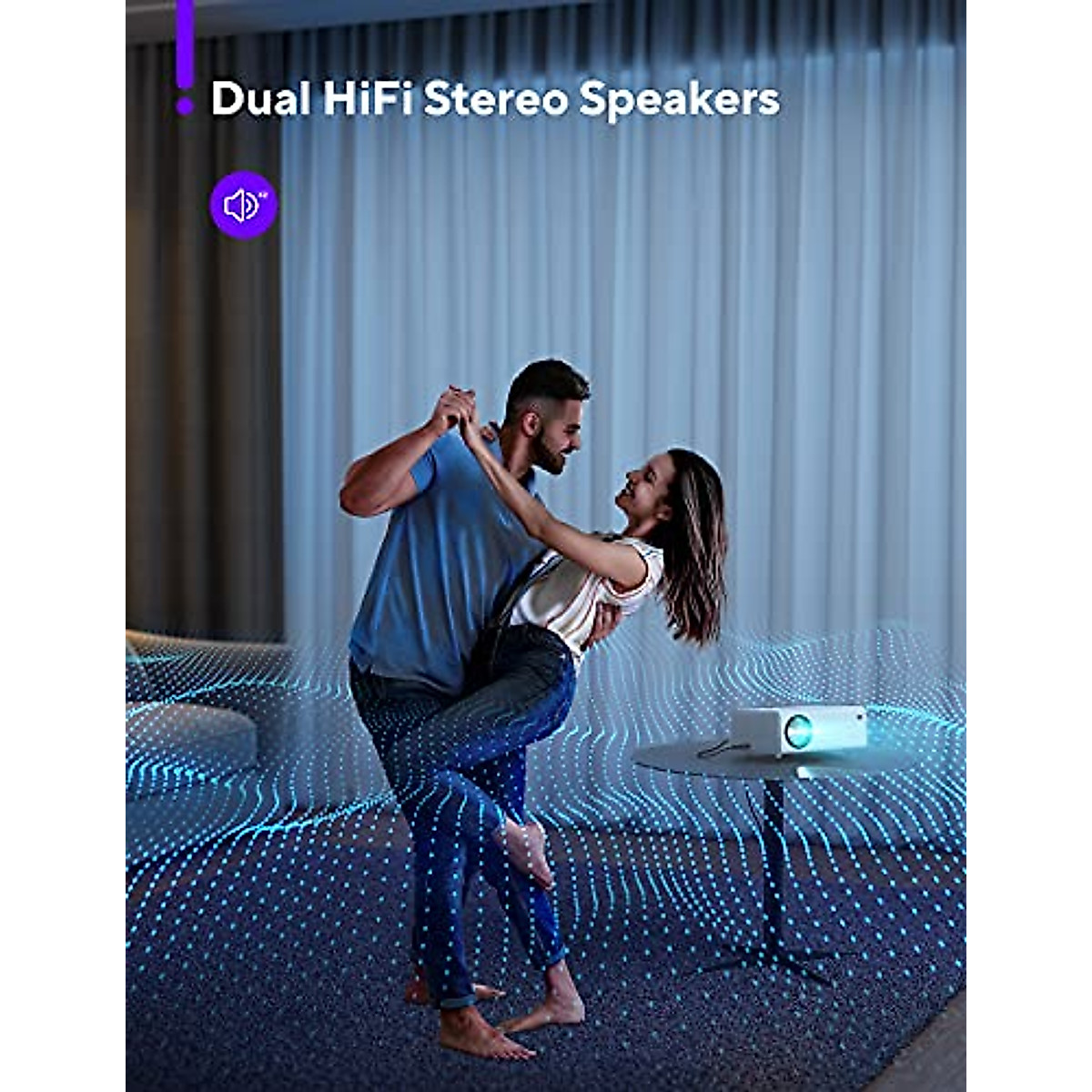 Native 1080P WiFi Projector, AKIYO 300'' Max iOS & Android Wireless Connection Phone Projector, Portable Video Home Outdoor Movie Projector, Support HDMI, TV Stick, USB, PS5, Carrying Case Included