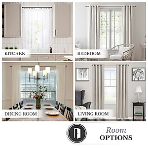 Kenney Chelsea 5/8" Standard Decorative Window Curtain Rod, 48-86", Black