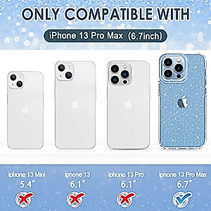 for iPhone 13 Pro Max Case Clear Glitter, Cute Girly Sparkly Bling Phone Case for Women Girls [Sparkle Design] Anti-Scratch Soft TPU Slim Fit Shockproof Protective Case Cover 6.7", Clear Glitter