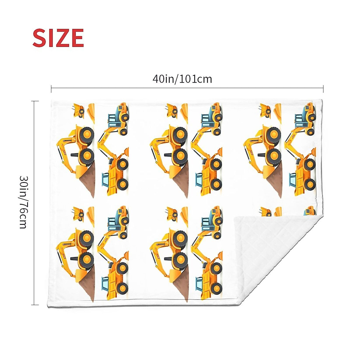 Fleece Baby Blanket Excavator Dump Truck Wheel Loader Digger Bulldozer Crane Smooth and Soft Receiving Blanket Unisex for Stroller, Crib, Newborns, Carseat 30x40