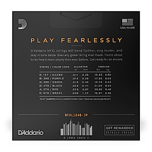 D'Addario Guitar Strings - NYXL Electric Guitar Strings - NYXL1046-3P - Unrivaled Strength, Tuning Stability, Enhanced Mid-Range - For 6 String Guitars - Made in the USA - 10-46 Regular Light, 3-Pack