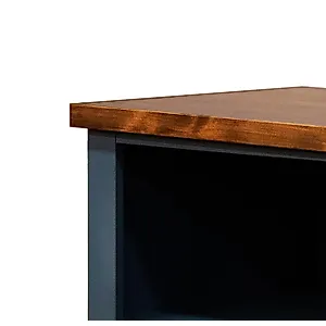 Bridgevine Home Nantucket Modern Farmhouse Bookshelf, 5-Shelf Bookcase, 72 Inch High Bookshelf, Fully Assembled, Poplar Solid Wood Bookshelf, Blue Denim and Whiskey Finish