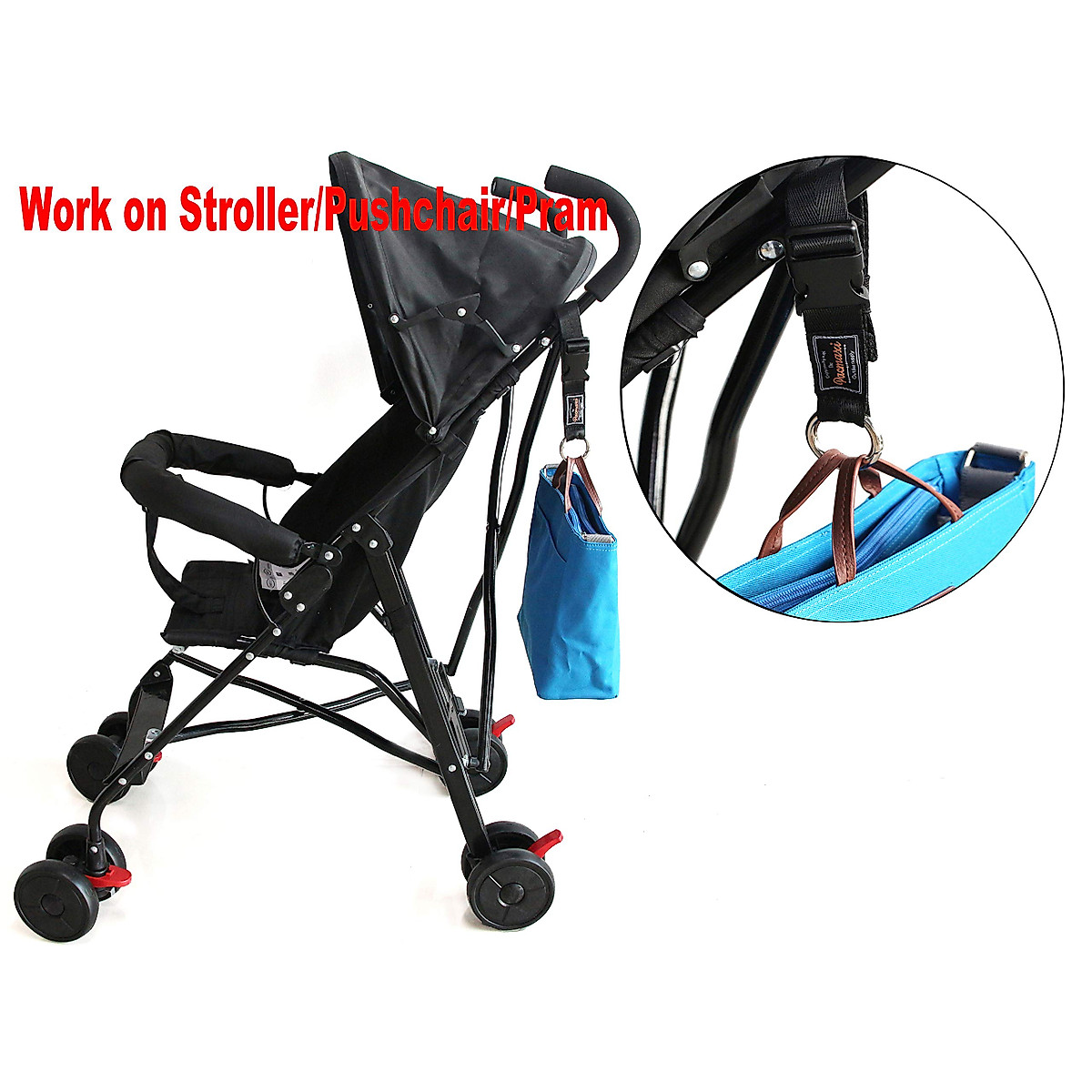 PACMAXI Stroller Hook, 2 Pack Multi Purpose Organizer Hooks Clip for Stroller, Wheelchair, Rollator, Walker (Black)