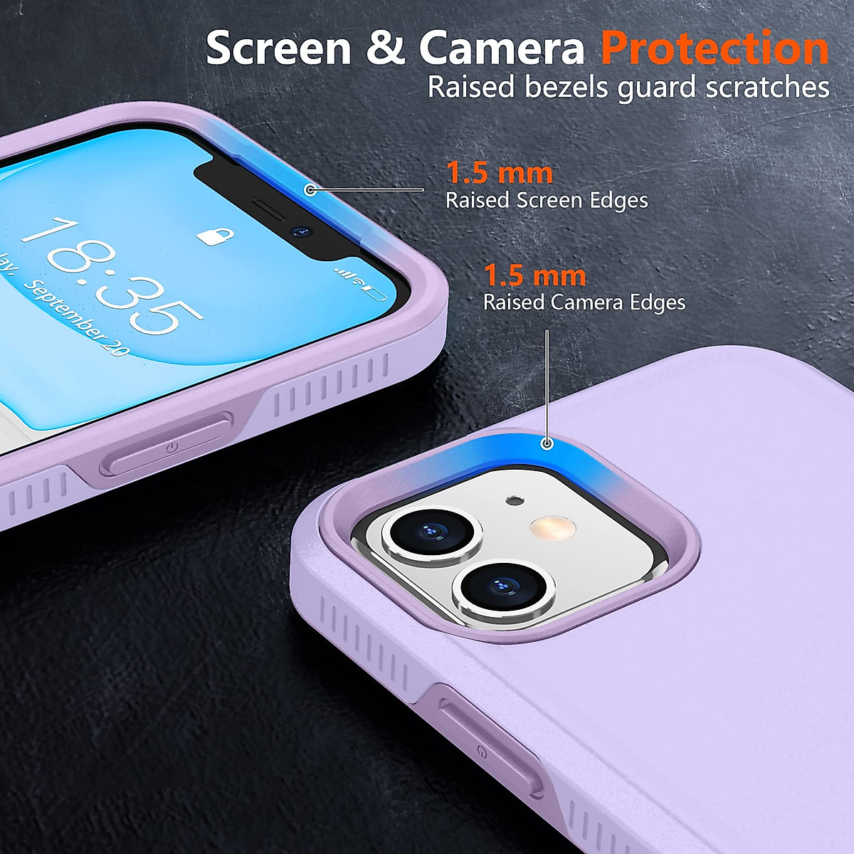 SPIDERCASE Shockproof for iPhone 11 Case,[10 FT Military Grade Drop Protection],with 2 pcs[Tempered Glass Screen Protector+Camera Lens Protector] Heavy Duty Full-Body Protective Phone Case，Purple