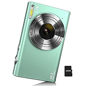 Digital Camera 2.7K 48MP Vlogging Camera, Auto Focus Digital Point and Shoot Camera with 32GB Memory Card,16X Zoom-Pink