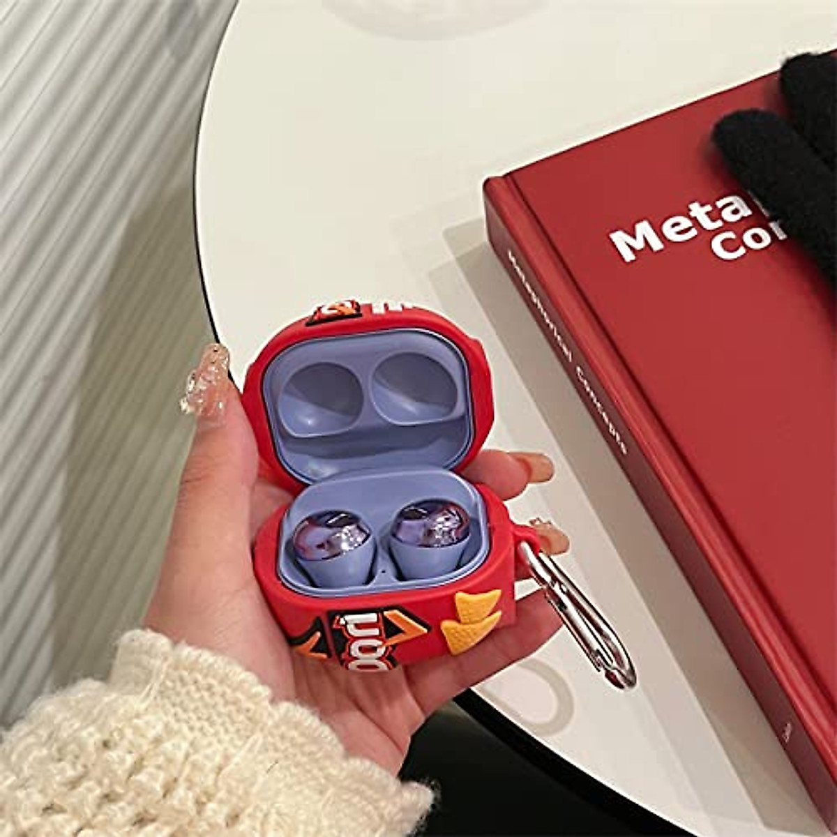 Compatible with Samsung Galaxy Buds2 pro/Buds Live/Buds pro/Buds 2 Charging Box,3D Cute Cartoon Funny Potato Chips Silicone Earphone case with Hook