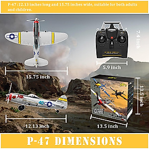 28°C Remote Control Airplanes, 4-CH RC Plane Ready to Fly P47 Radio Controlled Aircraft for Beginners with Xpilot Stabilization System, One Key Aerobatic Airplane(76116 RTF)