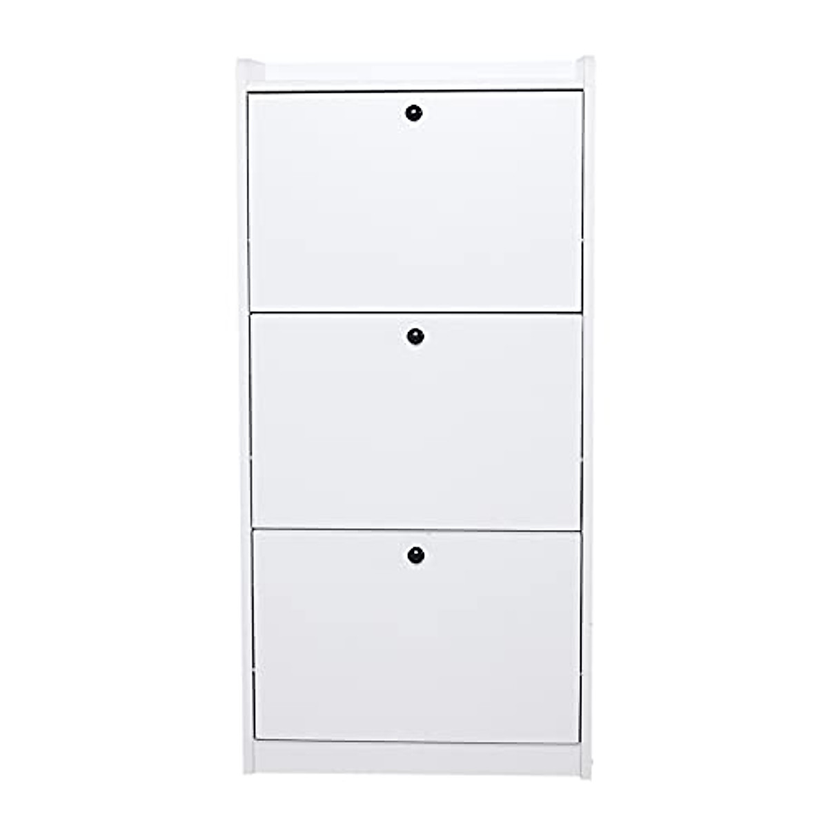 TBVECHI Narrow Shoe Cabinet, 3 Flip Drawers Freestanding Shoe Storage Cabinet Organizer, Corner Shoe Storage for Narrow Entryway Hallway Closet White Wood, Shoe Rack Storage