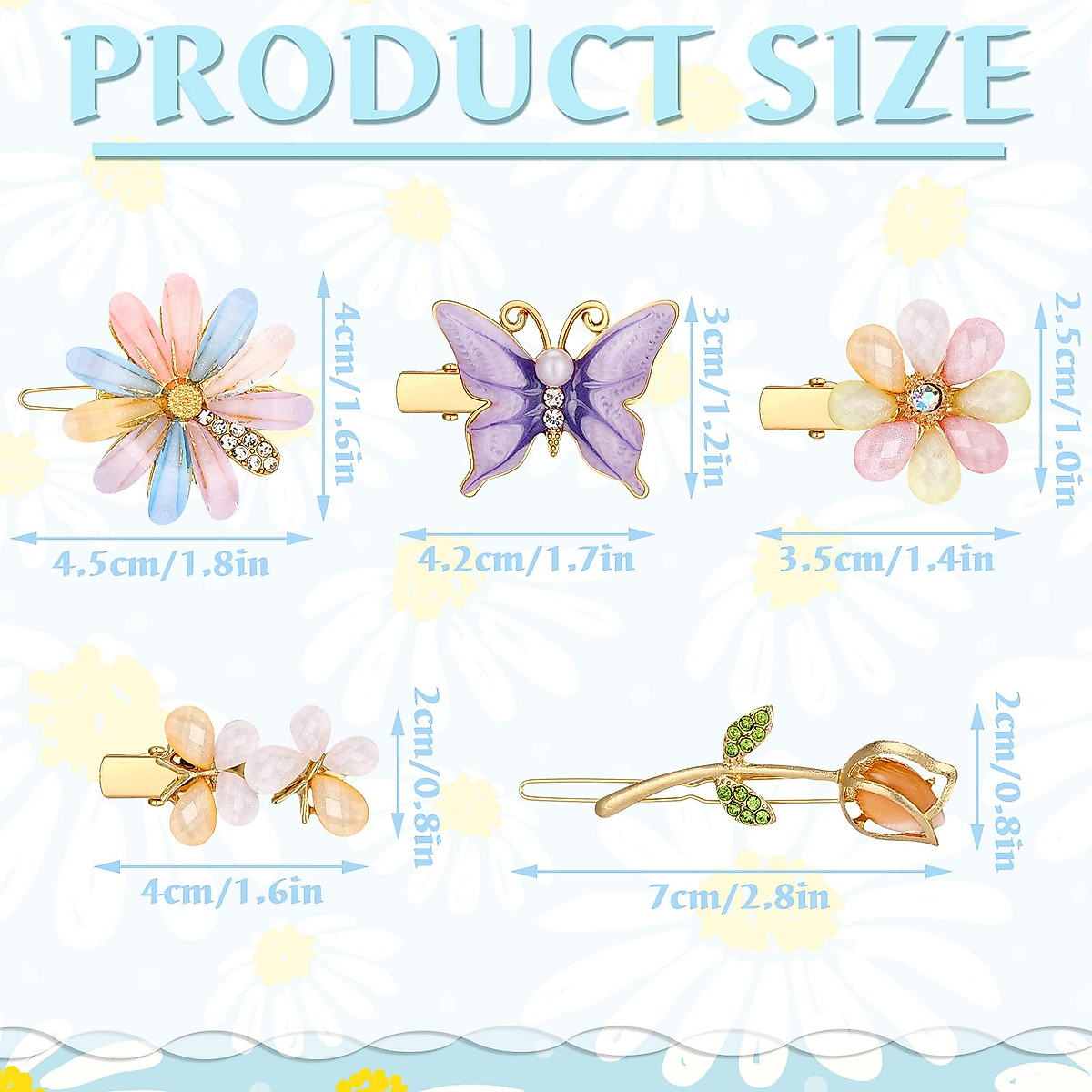 10 Pcs Decorative Hair Clips for Women Rhinestone Bobby Pins Butterfly Flower Hair Clip Handmade Metal Barrettes Glitter Crystal Hairpin Jewelry Accessory for Wedding(Fresh Style)