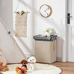 YOUDENOVA Collapsible Laundry Basket with Lid, 80L Clothes-Hamper for Bedroom with Handles, Freestanding Hamper with Lid, Foldable Laundry Hamper for Baby, Towels Blankets Toys Organizer. Grey