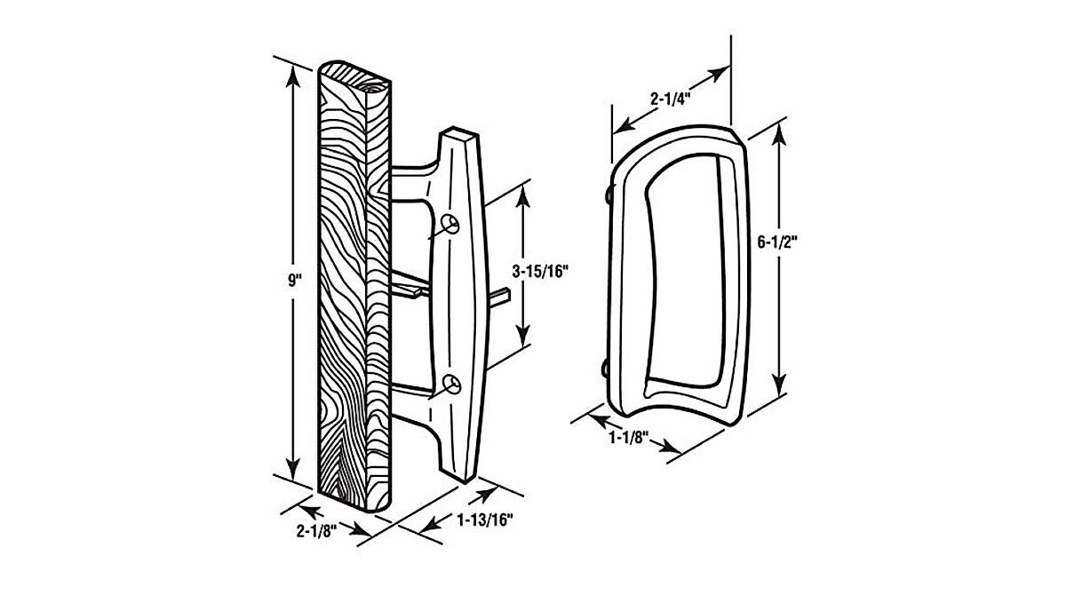 Sliding Glass Patio Door Handle Set Oak Wood Interior Handle and ...