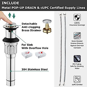 PARLOS Widespread Double Handles Bathroom Faucet with Pop Up Drain and cUPC Faucet Supply Lines, Brushed Nickel, Doris 14172