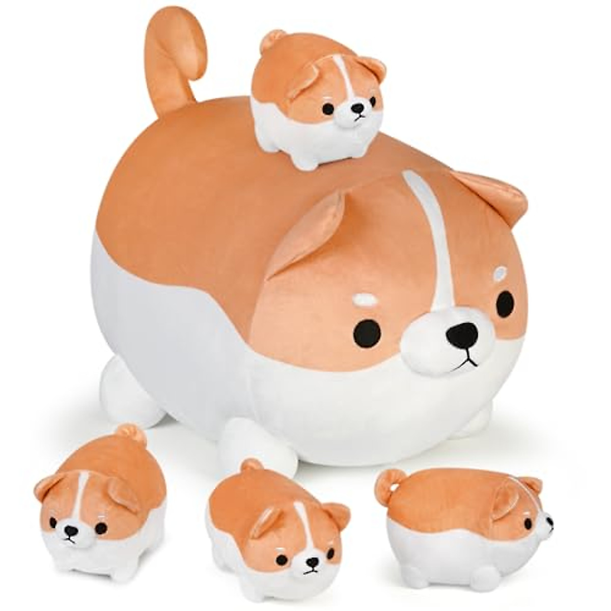 KMUYSL Unicorn Toys for Girls Ages 3 4 5 6 7 8+ Year - Unicorn Mommy Stuffed Animal with 4 Baby Unicorns in Her Tummy, Plush Toys Set for Girls, Kids (Corgi Puppies)