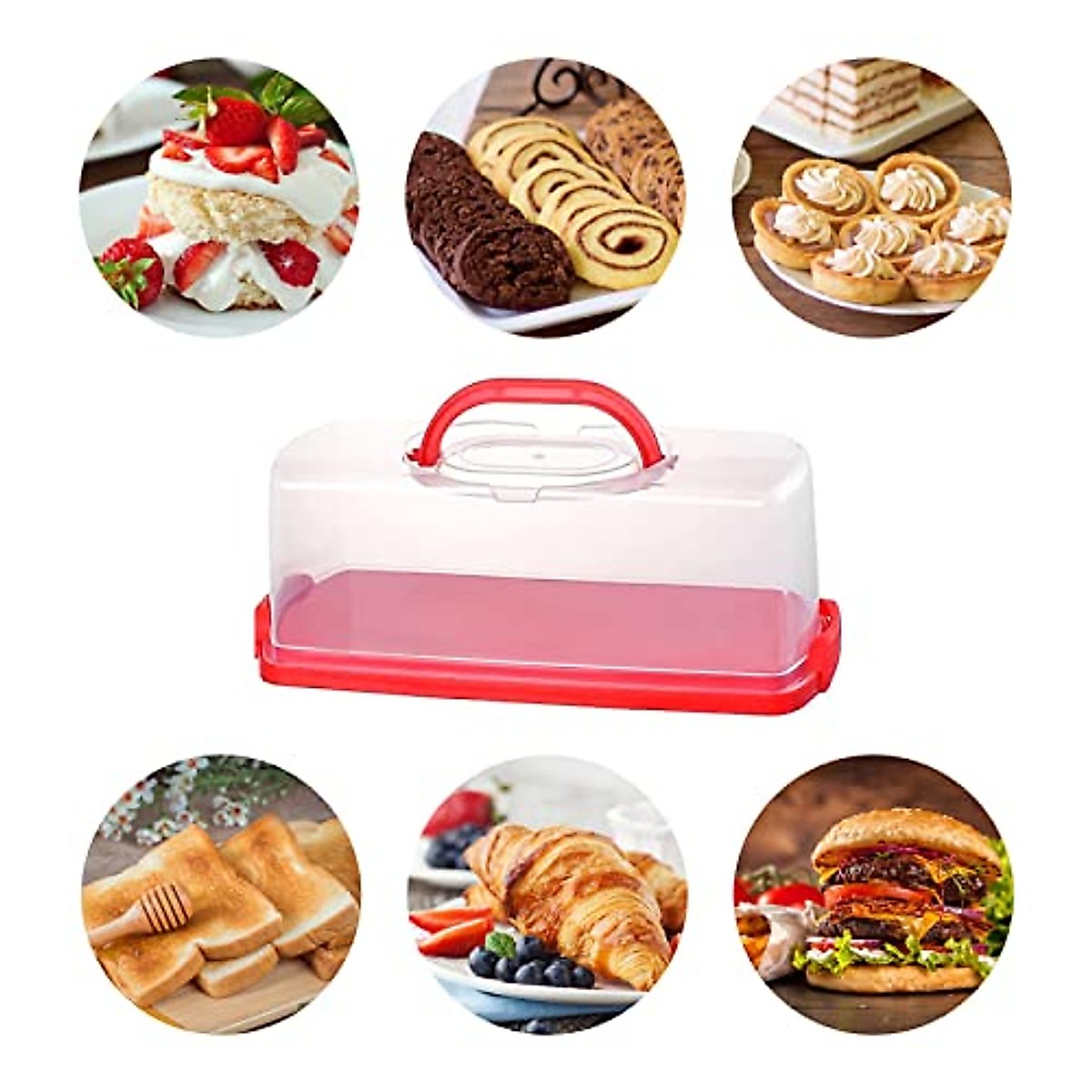Cezoyx 4 Piece Portable Bread Box with Handle, Rectangular Loaf Cake Containers with Lid, 4 Colors Bread Keeper for Carrying and Storing Banana Bread, Pumpkin Bread and Quick Bread